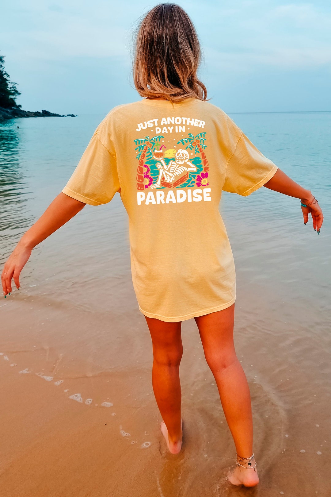 Funny Skeleton Paradise Island Beach Summer Good Vibes Boho Comfort ...