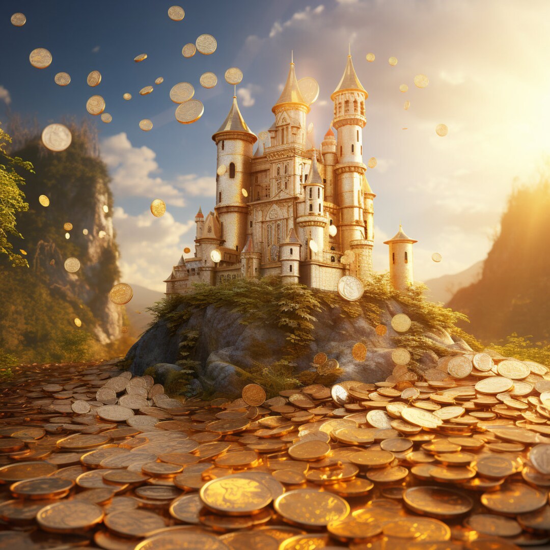 Tower of Coins AI Printable Image Wallpaper Clipart - Etsy