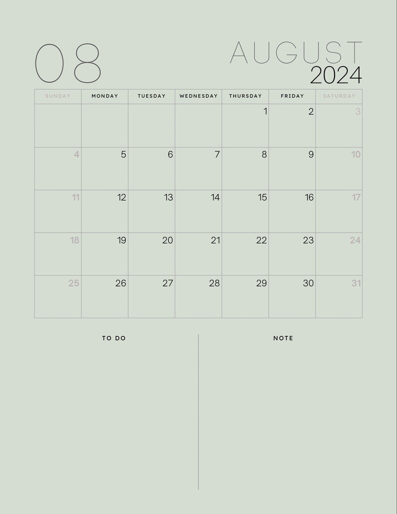 Digital Calendar | Yearly Calendar | 2024 Calendar | 2024 Organization ...