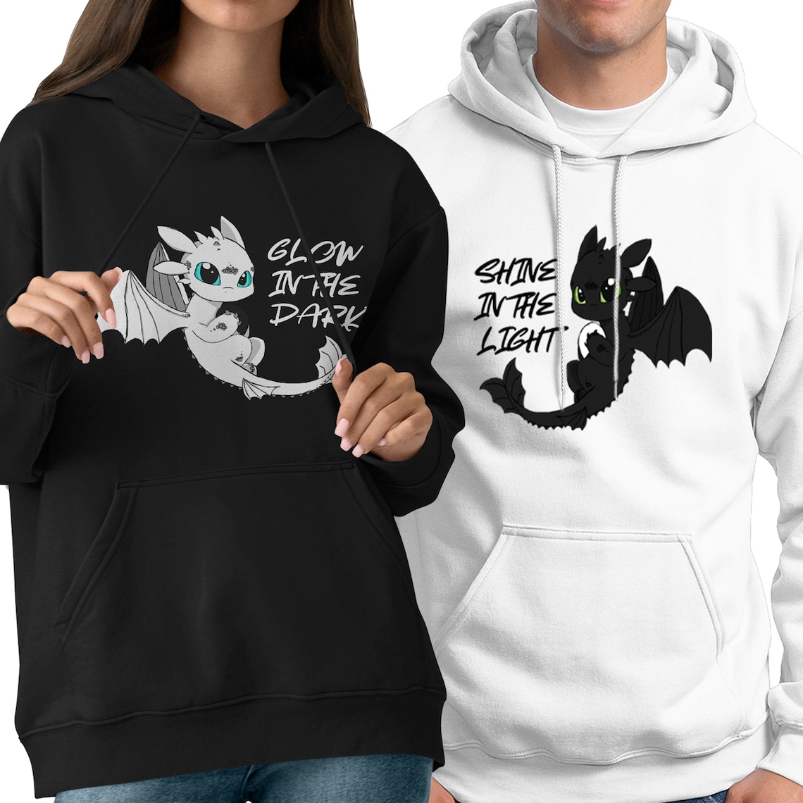 Toothless Dragon Couple Hoodies: Glow in the Dark Matching Set - Etsy