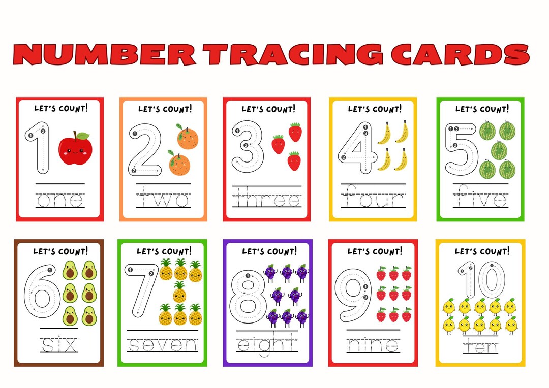 Tarjetas didácticas de números del 1 al 10, tarjetas para contar ...