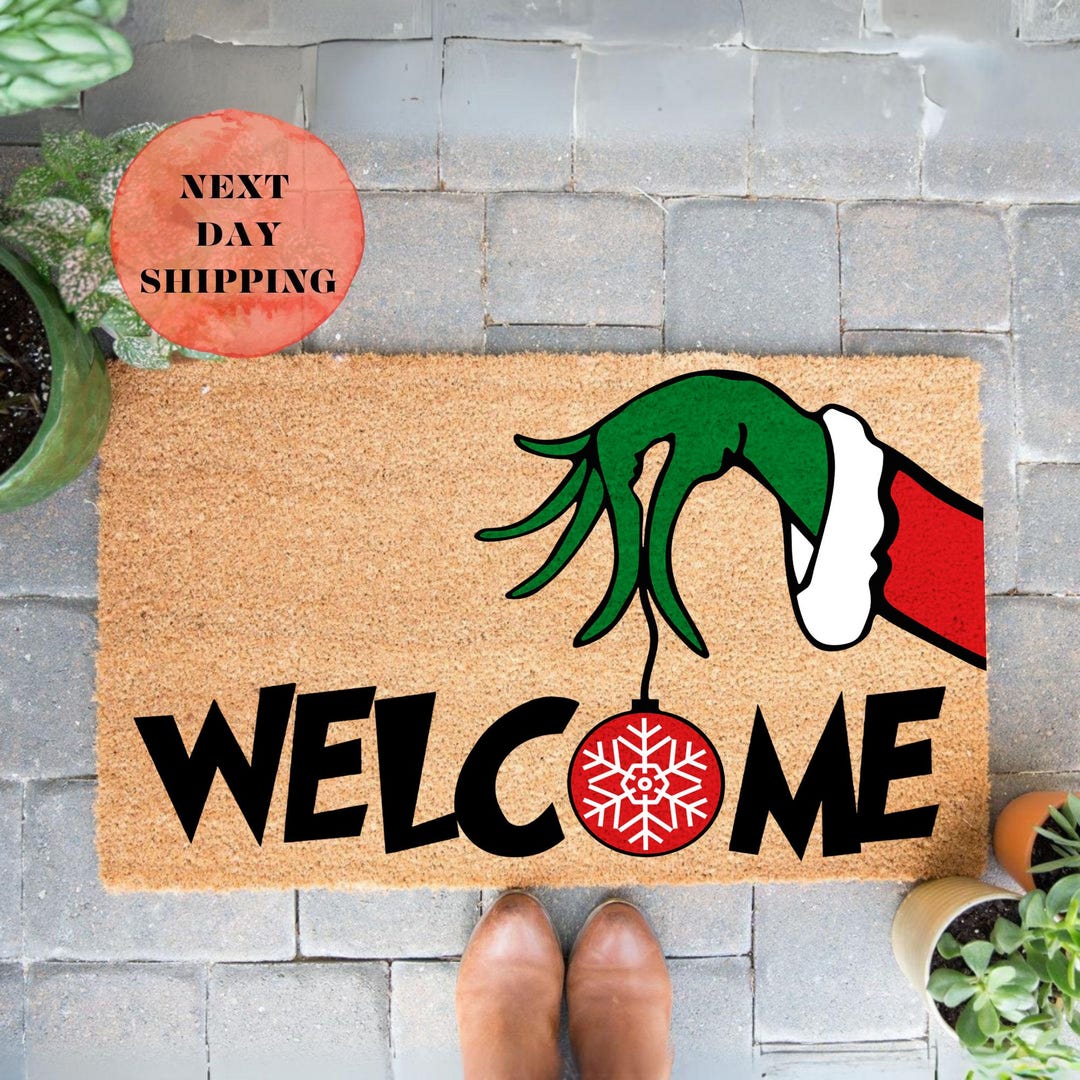 Welcome Grinch Doormat, Grinch Doormat, Christmas Doormat, Grinch Decor ...