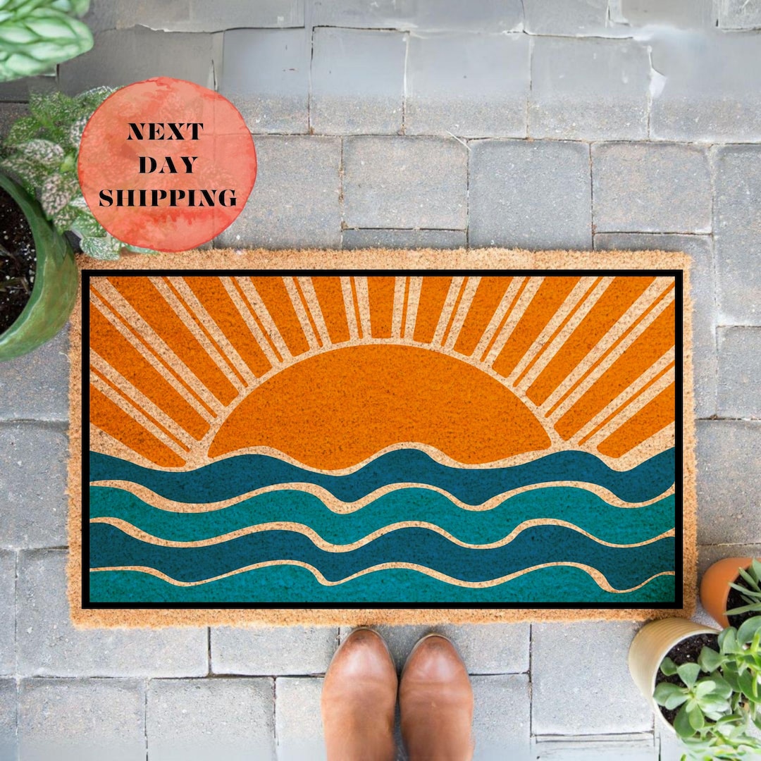 Vibrant Boho Sunset Doormat, Boho Doormat, Outdoor Decor, Modern ...