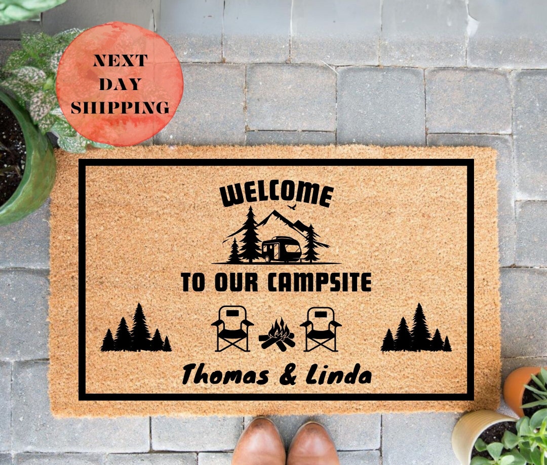 Personalized Doormat for Camper, Welcome to Our Campsite, Doormat for ...