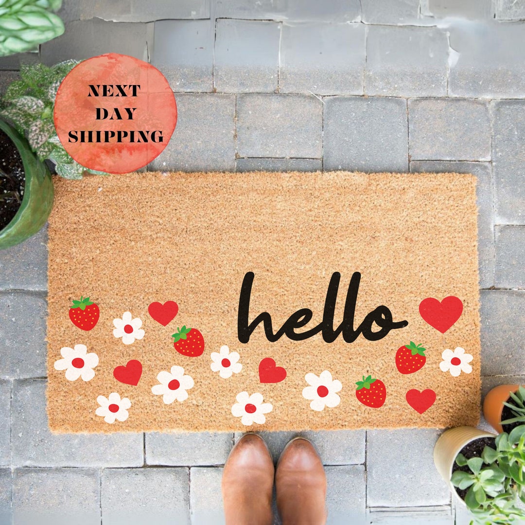 Strawberry Doormat Summer, Colorful Doormat for Spring, Strawberry ...