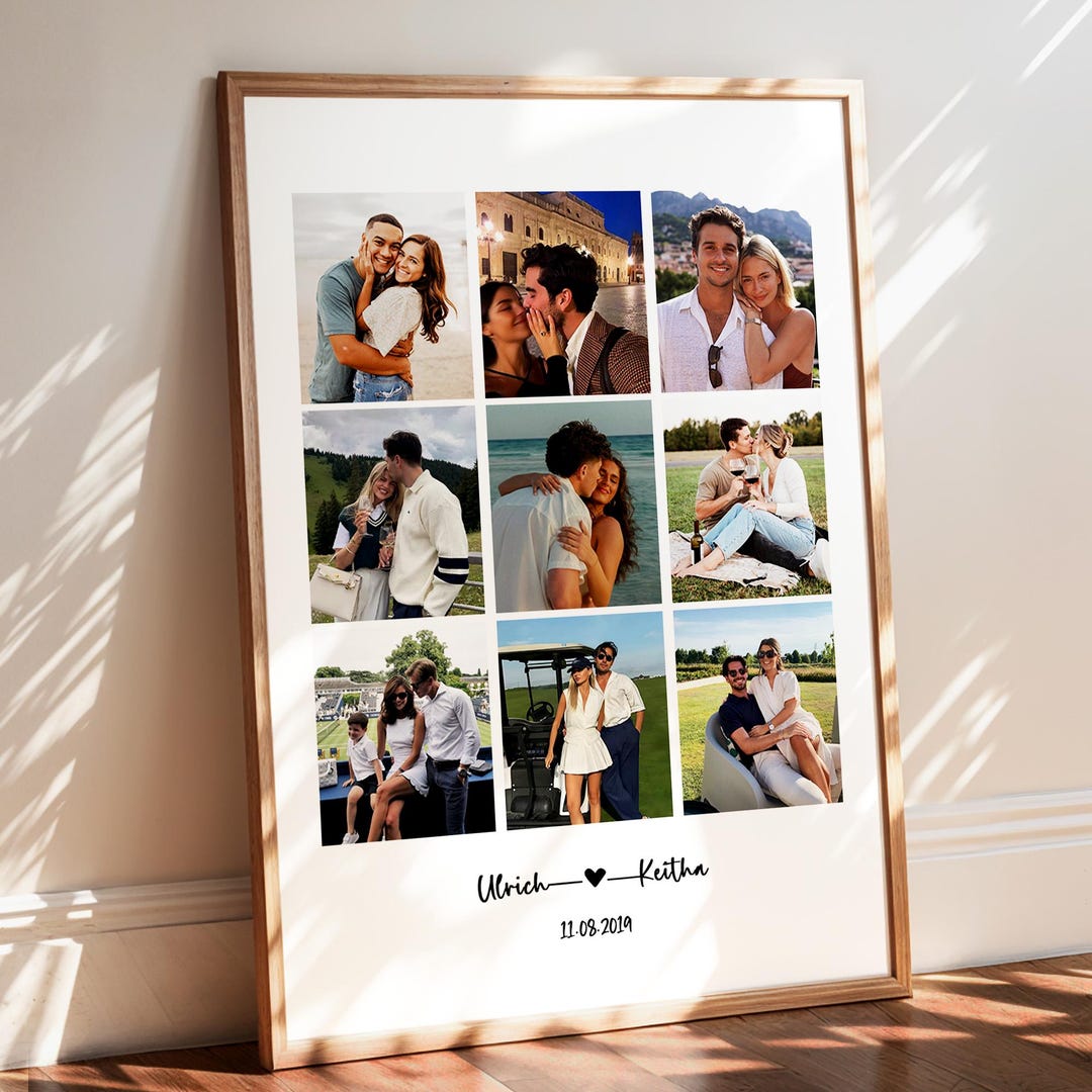 Couple Photo Collage, Photo Collage, Couple Gift, Living Room Art ...
