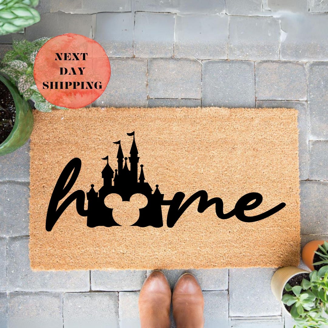 Disney Home Doormat With Castle, Disneyland, Disneyworld, Mickey Head ...