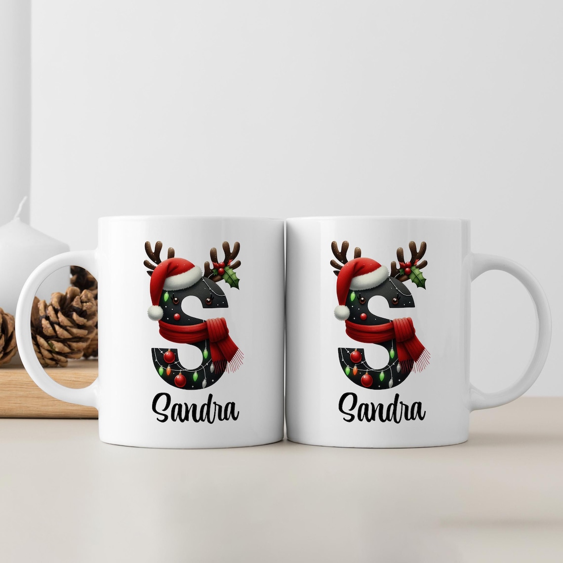 Personalized Christmas Mug, Christmas Letter Mug, Monogram Coffee Mug ...