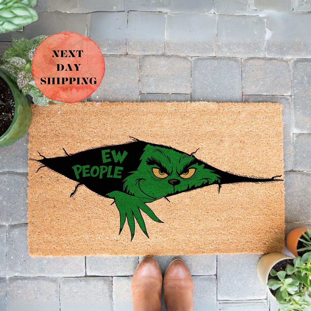 Christmas Grinch Doormat, Ew People Doormat, Funny Christmas Doormat ...