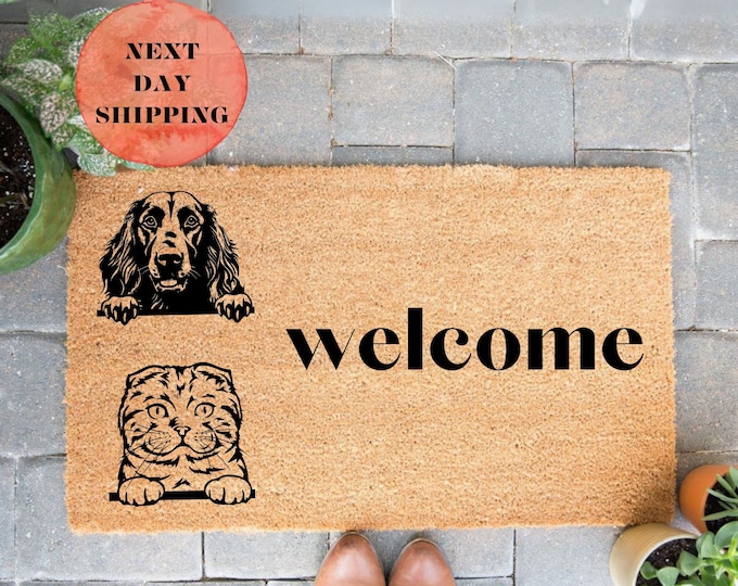 Personalized Dog and Cat Gift, Welcome Mat Cats and Dogs, Custom Dog ...