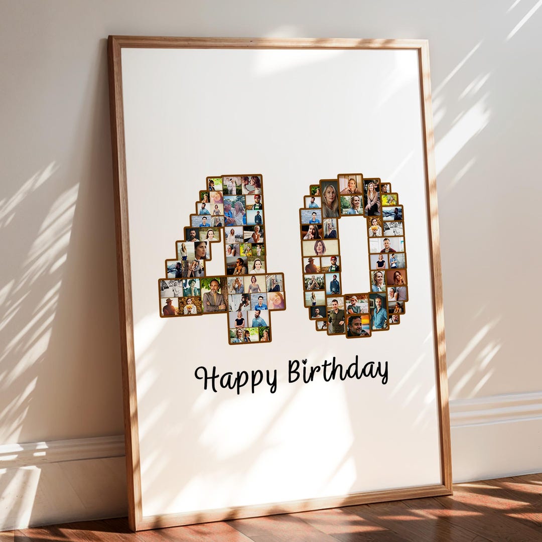 40 Birthday Photo Collage, Personalized 40 Birthday Photo Collage ...