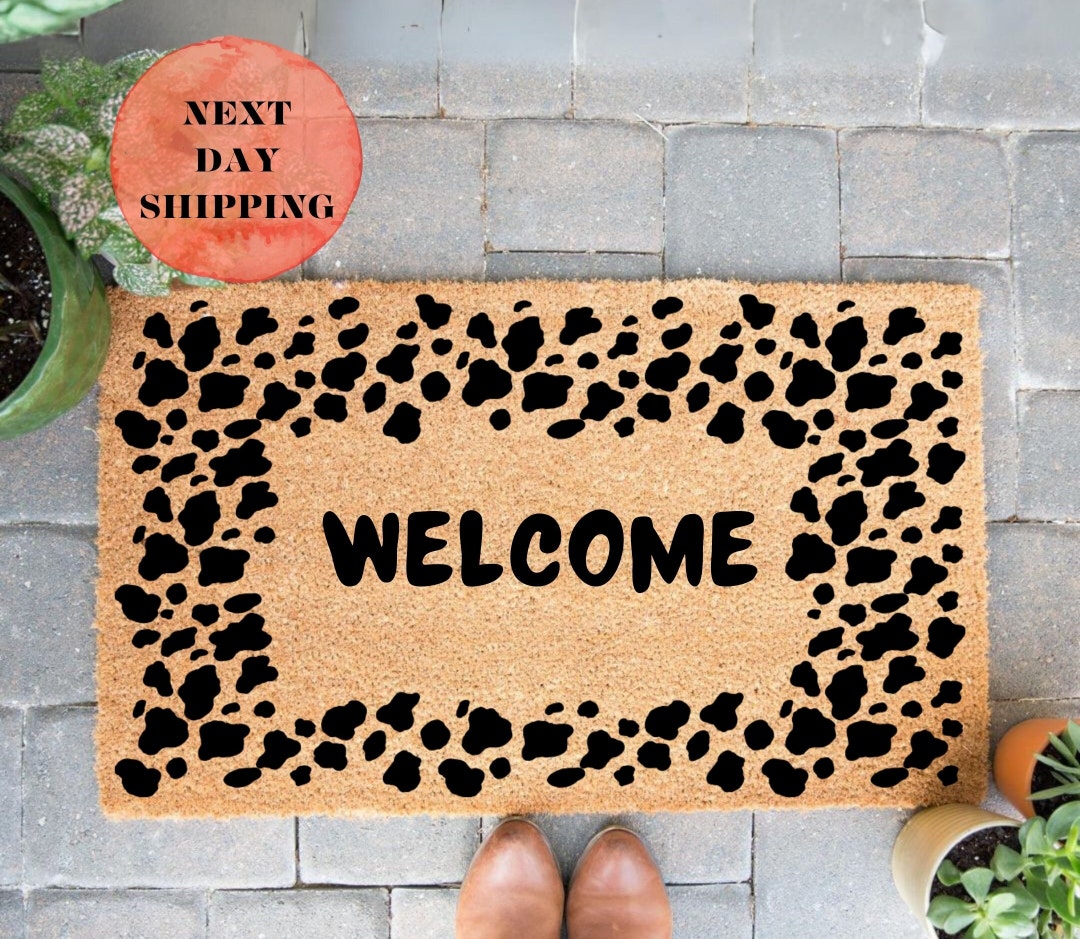 Boho Cow Print Doormat, Boho Decor, Cow Print, Farmhouse Mat, Welcome ...