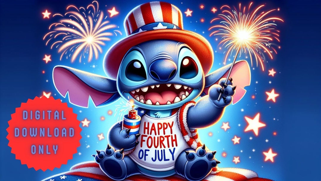 Happy 4th of July, Stitch, AI, Sublimation, PDF, Sparklers, High ...