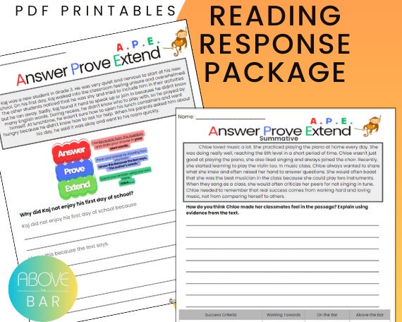 Reading Response Printables - Reading Comprehension Tasks, Assessment ...