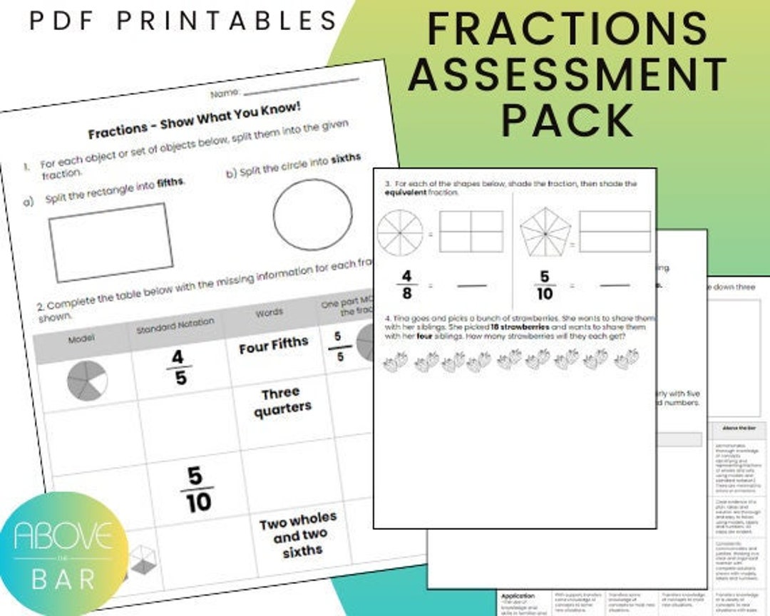 Math - Fractions Assessment Pack - Grade 3 - Ontario 2020 Math - Test ...