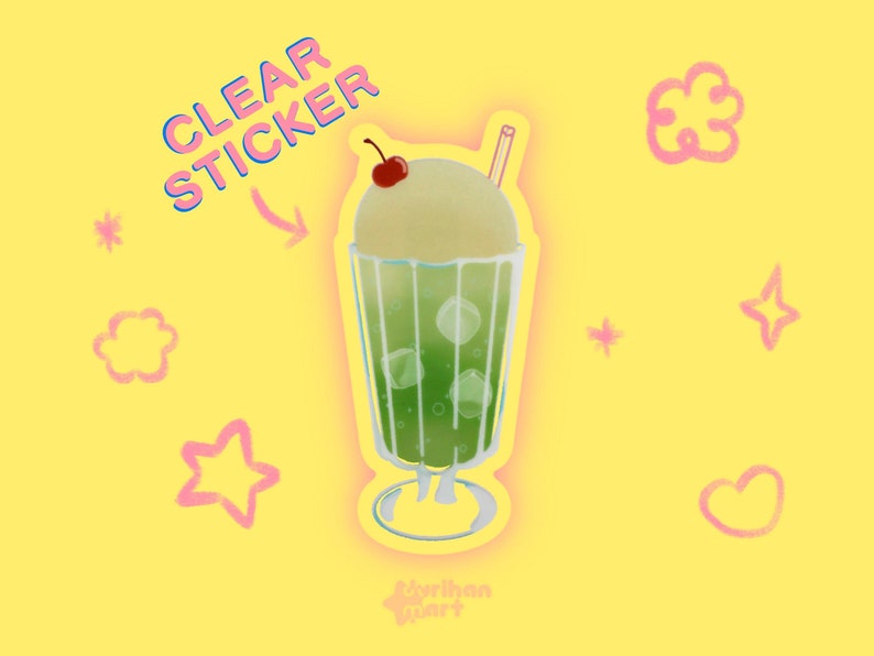 Clear Melon Soda Float Sticker Waterproof, Scratch Resistant Vinyl - Etsy