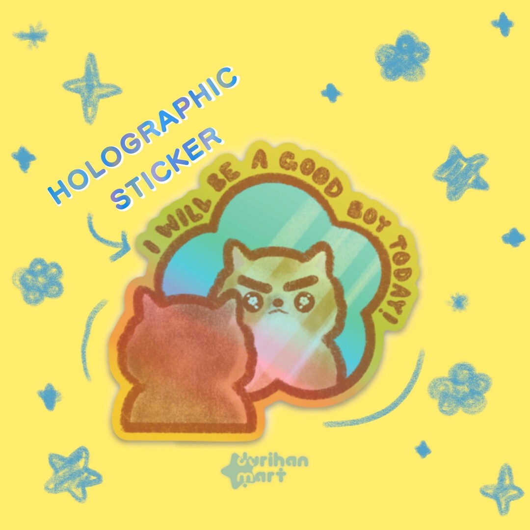 Holographic Good Boy Sticker: Waterproof, Scratch Resistant Vinyl Decal ...