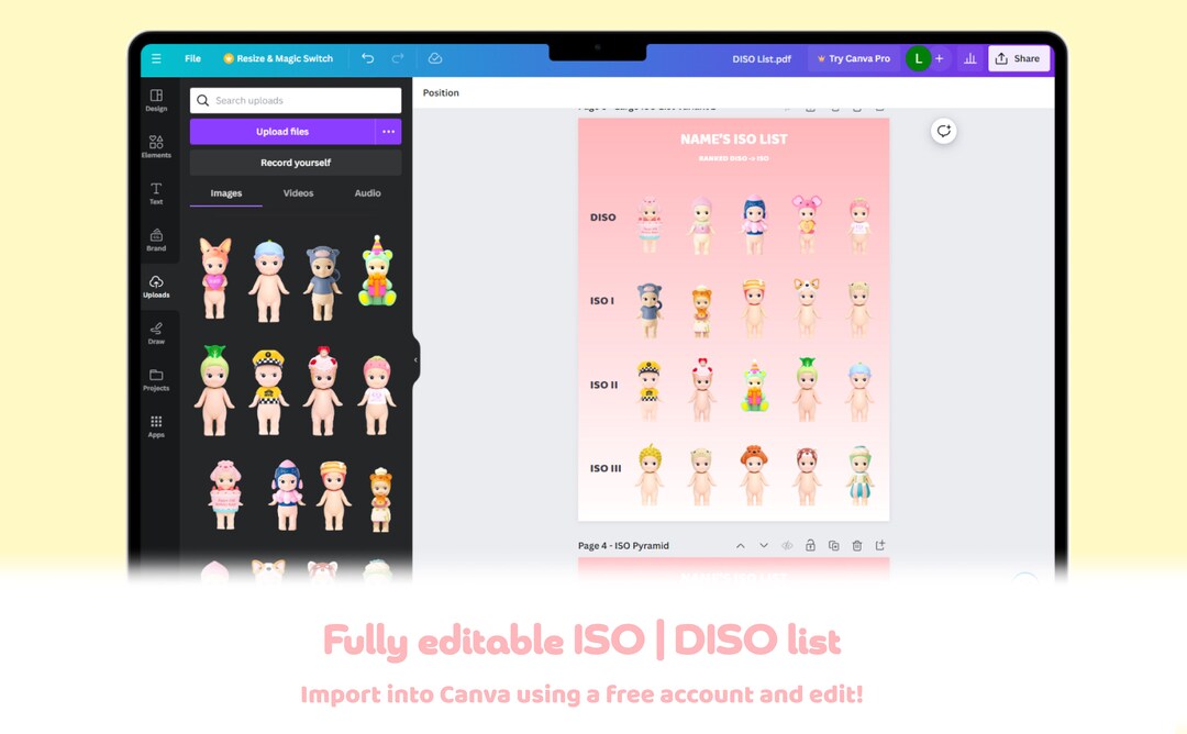 ISO DISO Sonny Angel Customizable and Editable Canva Template - Etsy