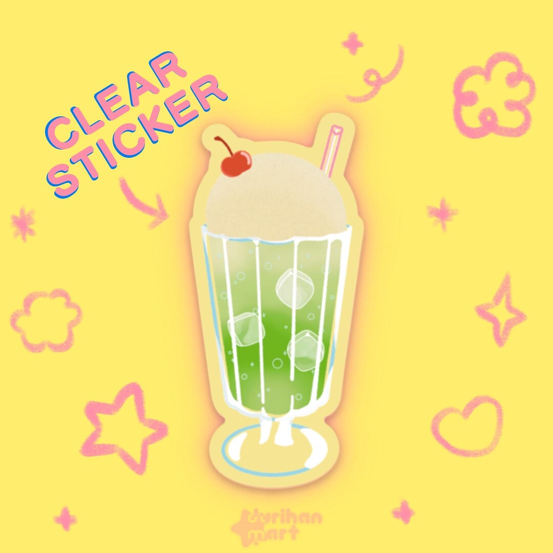 Clear Melon Soda Float Sticker: Waterproof, Scratch Resistant Vinyl ...