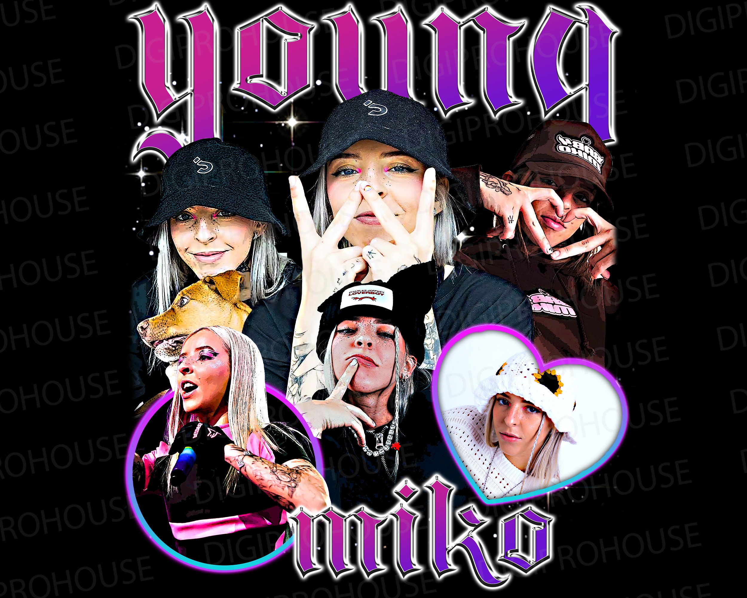 Young Miko Tshirt Design. PNG Digital 4500x5100 Px.retro, 90s Vintage ...