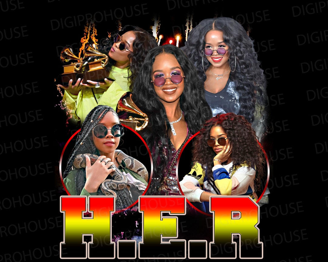 H.E.R Shirt Design. PNG Digital 4500x5100 Px.retro, 90s Vintage ...