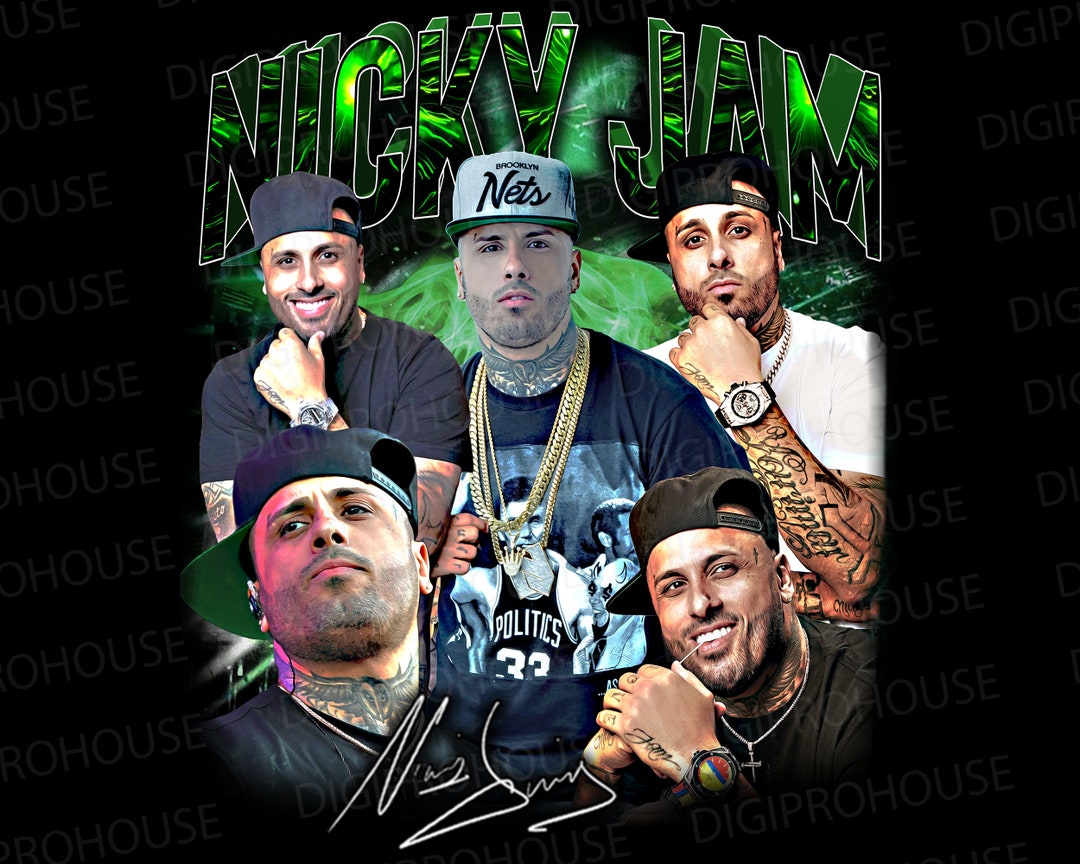 Nicky Jam T Shirt Design. PNG Digital 4500x5100 Px. Retro, 90s Vintage ...