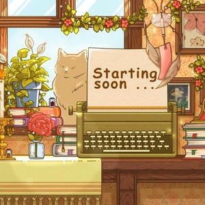 Animated Stream Screens Cozy Cat Animated Twitch Screens Starting Soon ...