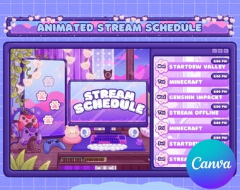 Stream Schedule Cozy Cat Twitch Schedule Template, Vtuber Schedule ...