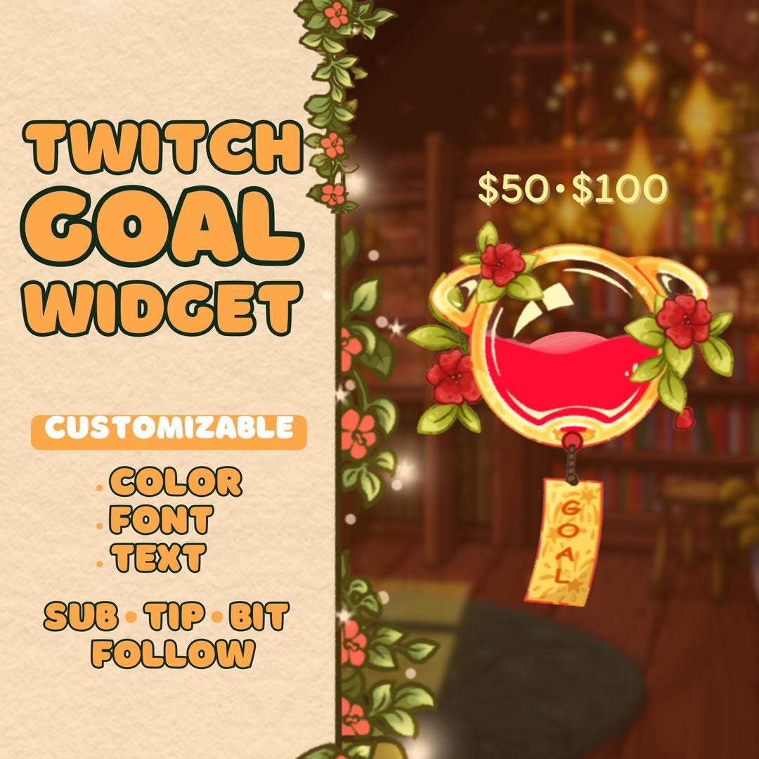 Animated Twitch Goal Widget – Customizable Stream Subathon Bar, Vtuber Overlay, Cat Goal Tracker ...