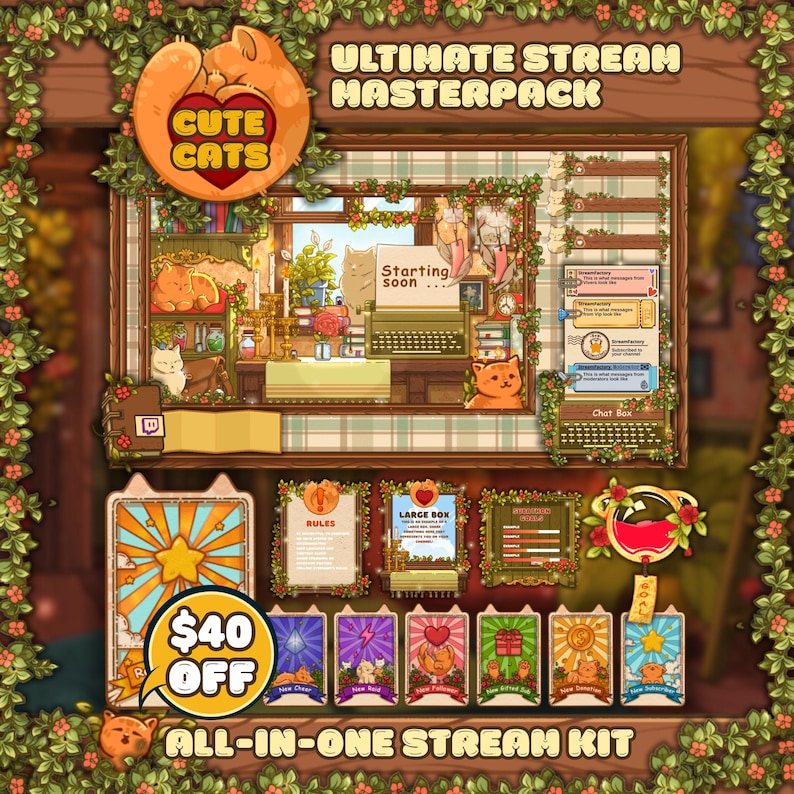 Ultimate Stream Overlay MASTERPACK - Cute Cats: All-in-one Stream Kit ...