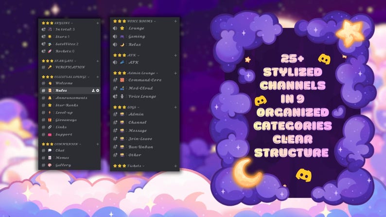 Cozy Star Field Discord Server Template | Kawai Purple Template ...