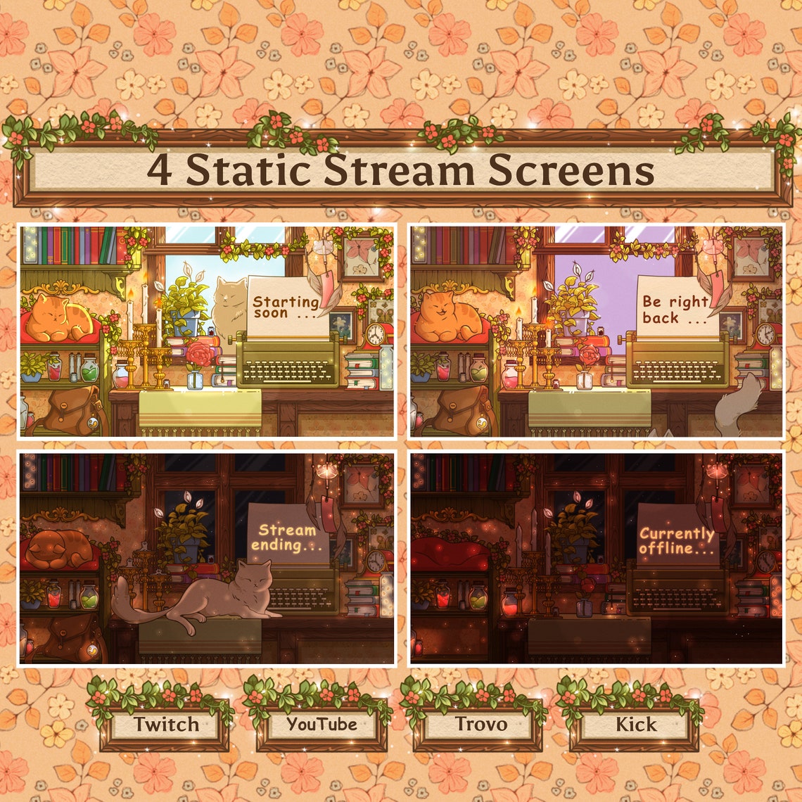 Cozy Stream Overlay, Twhitch Overlay, Youtube Overlay, Twitch Panels ...