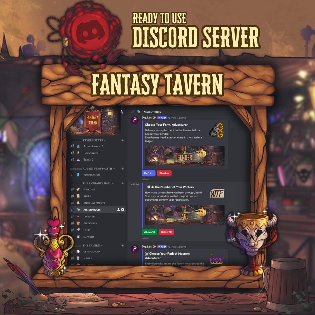 Fully Set up Fantasy Tavern Discord Server | Pre-made RPG & Dnd ...