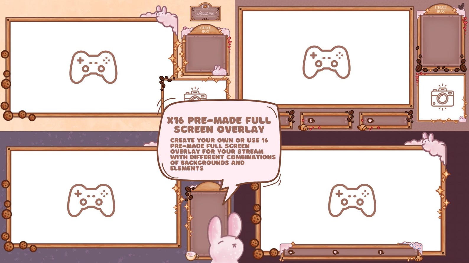 Lofi Coffee Stream Overlay Pack | Cozy Bunny Vtuber Theme | Digital ...