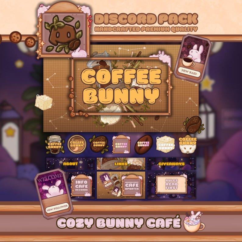 Cozy Bunny Café Discord Pack | Pre-made Coffee Decoration | Discord ...