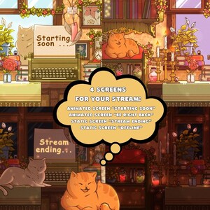 Animated Stream Screens Cozy Cat Animated Twitch Screens Starting Soon ...