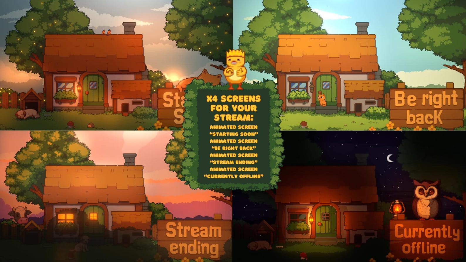 Pixel Farm Twitch Overlay Bundle – Cozy Duck Stream Pack – Animated ...