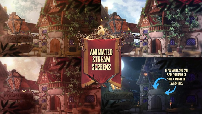 Animated Stream Overlay Pack - Fantasy Medieval Tavern PRO Package ...