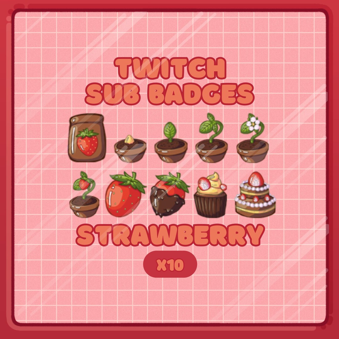 Twitch Sub Badges Strawberry Twitch Badges Strawberry Cute Twitch Sub ...