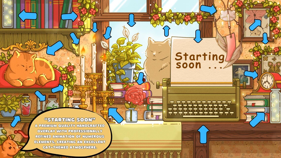 Animated Stream Screens Cozy Cat Animated Twitch Screens Starting Soon ...