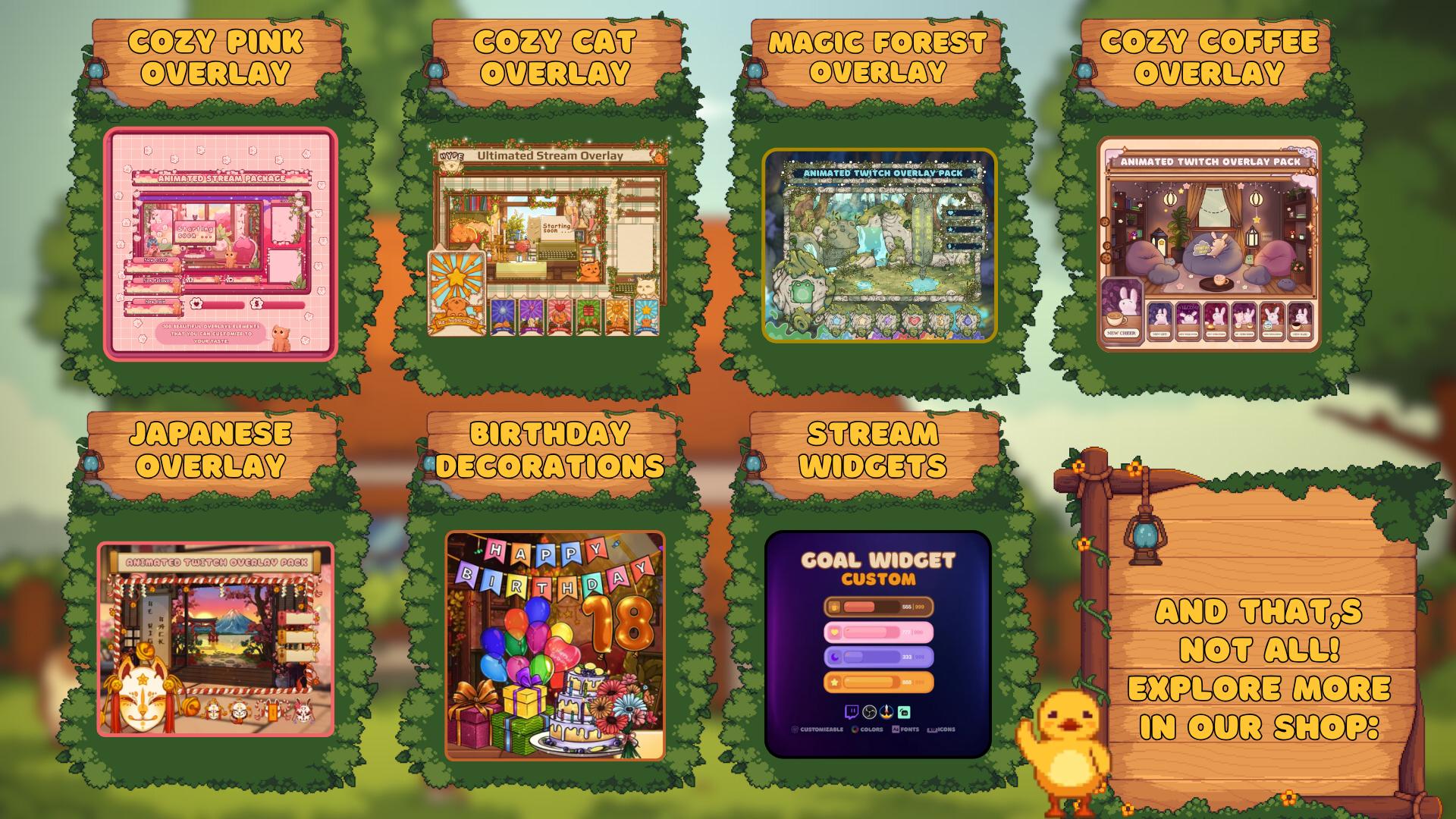 Pixel Farm Twitch Overlay Bundle – Cozy Duck Stream Pack – Animated ...