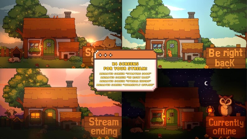 Animated Stream Screens Pack - Cozy Pixel Farm - Etsy