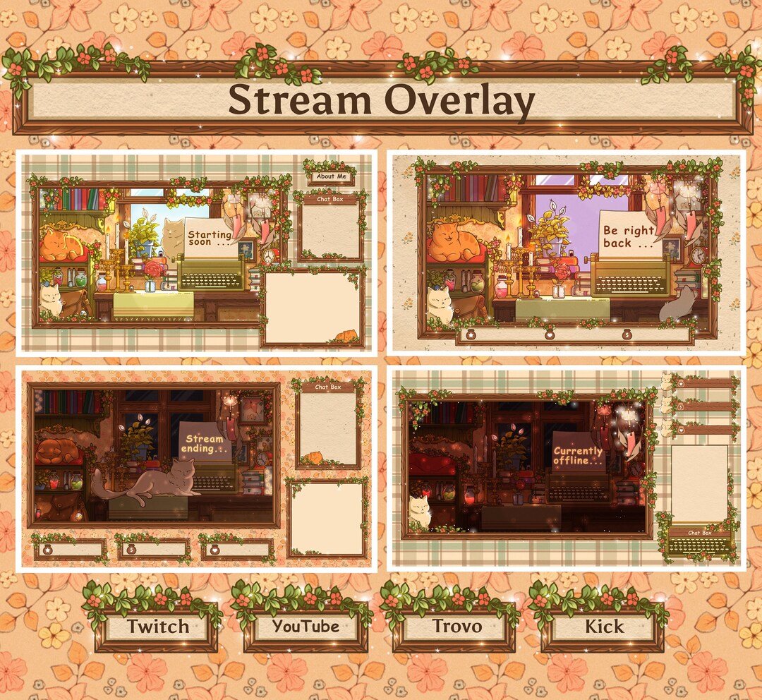 Cozy Stream Overlay, Twhitch Overlay, Youtube Overlay, Twitch Panels ...