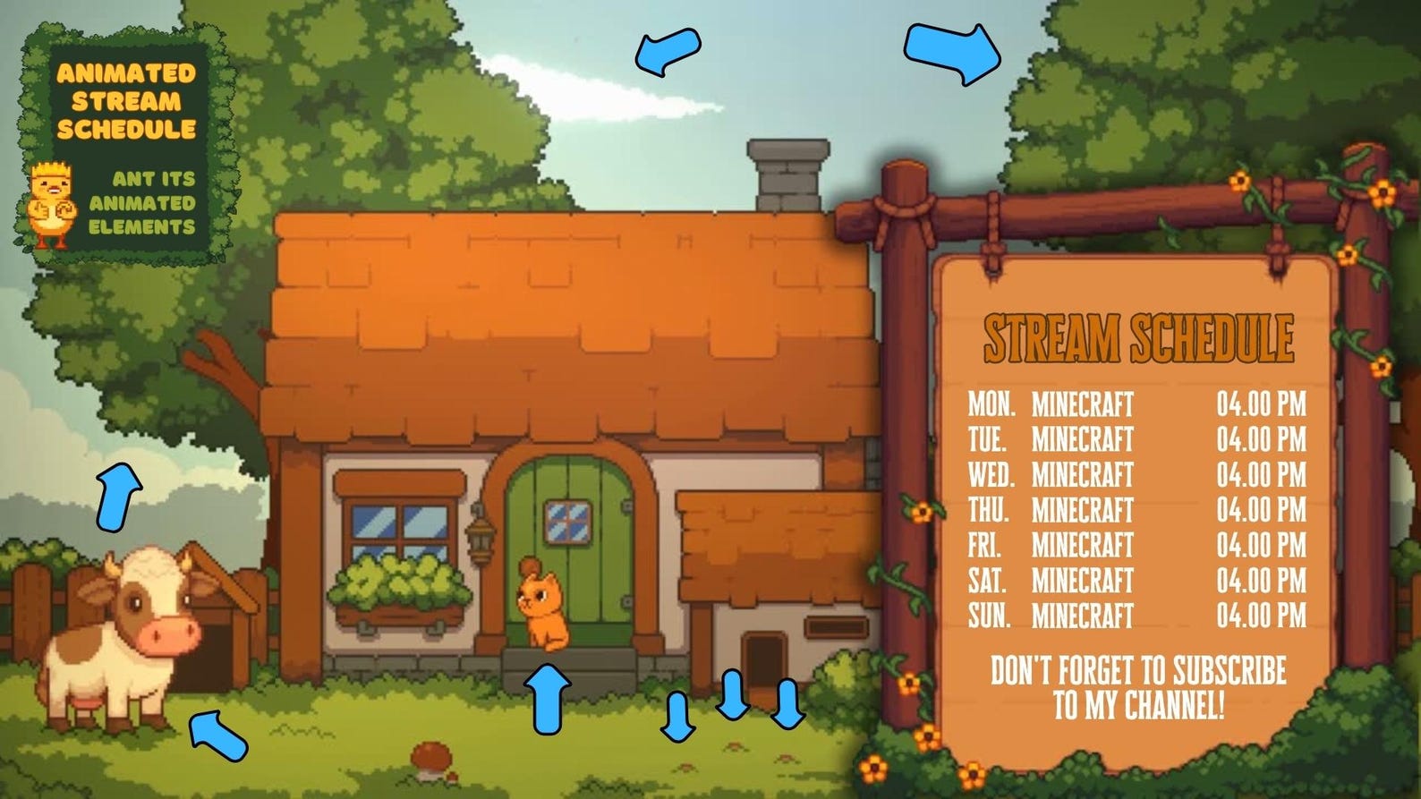 Pixel Farm Twitch Overlay Bundle – Cozy Duck Stream Pack – Animated ...