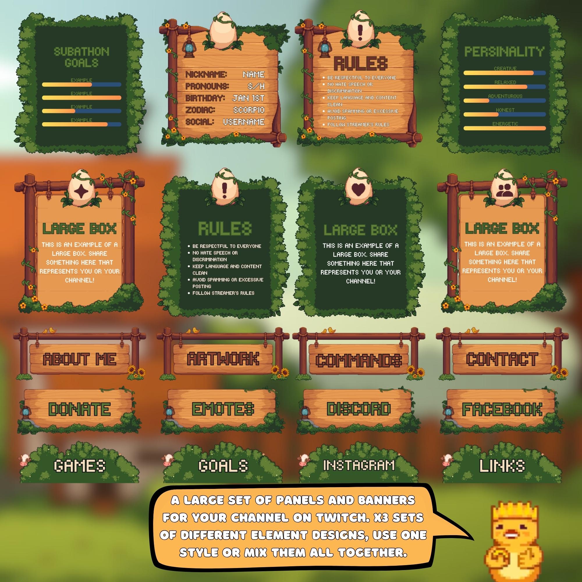 Twitch Panels Pixel Farm Stream Panels Cozy Duck Farm Twitch Banners ...
