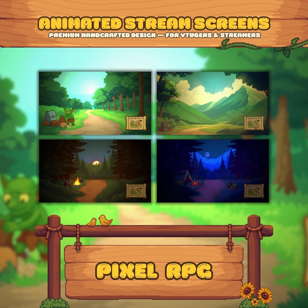 Animated Stream Screens Pack – Fantasy RPG Tavern, Starting Soon, Be ...