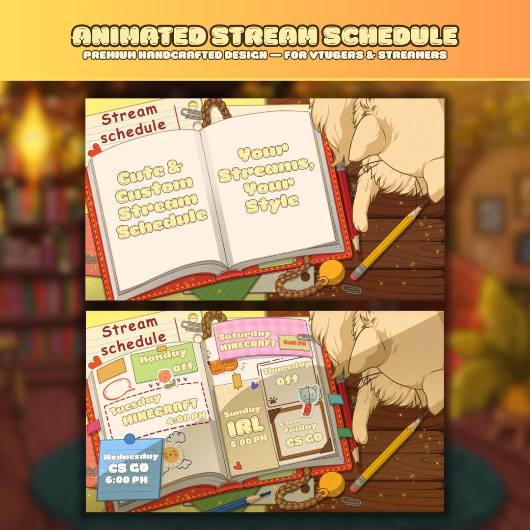 Stream Schedule - Cozy Cat Twitch Schedule Template, Vtuber Schedule ...
