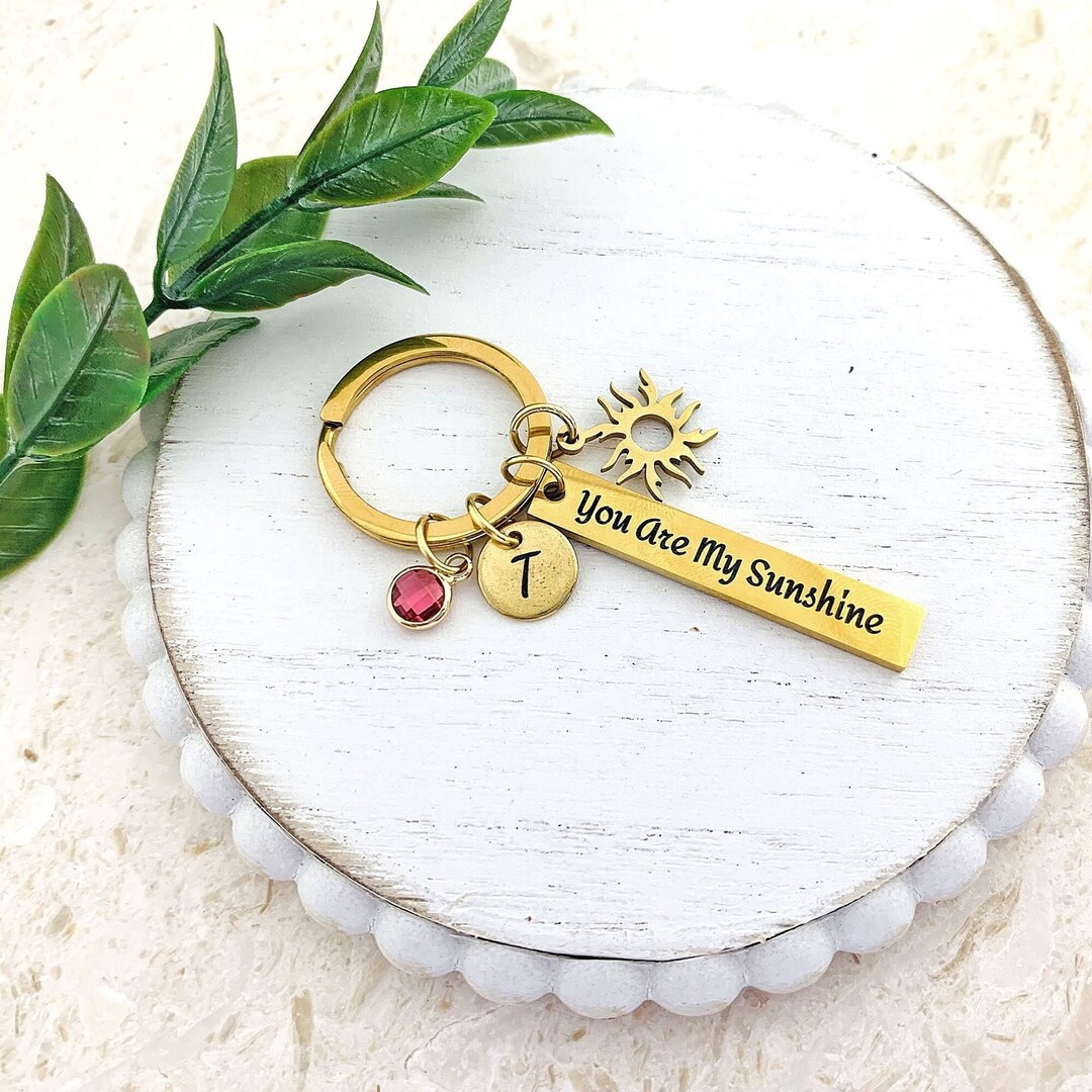 You Are My Sunshine Keychain: Engraved Stainless Steel, Initial ...