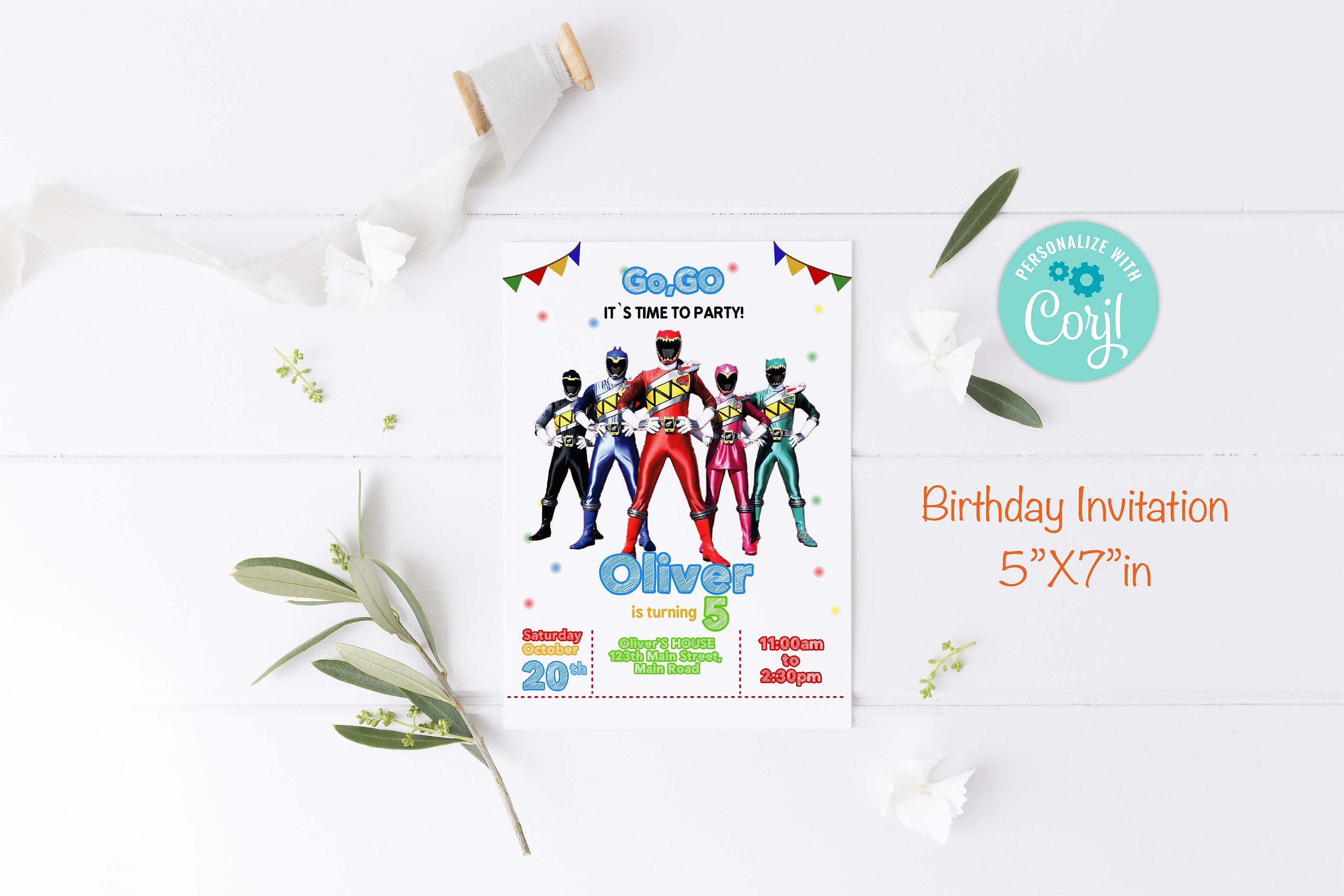 Power Rangers Birthday Invitation Power Rangers Invite Printable Power ...
