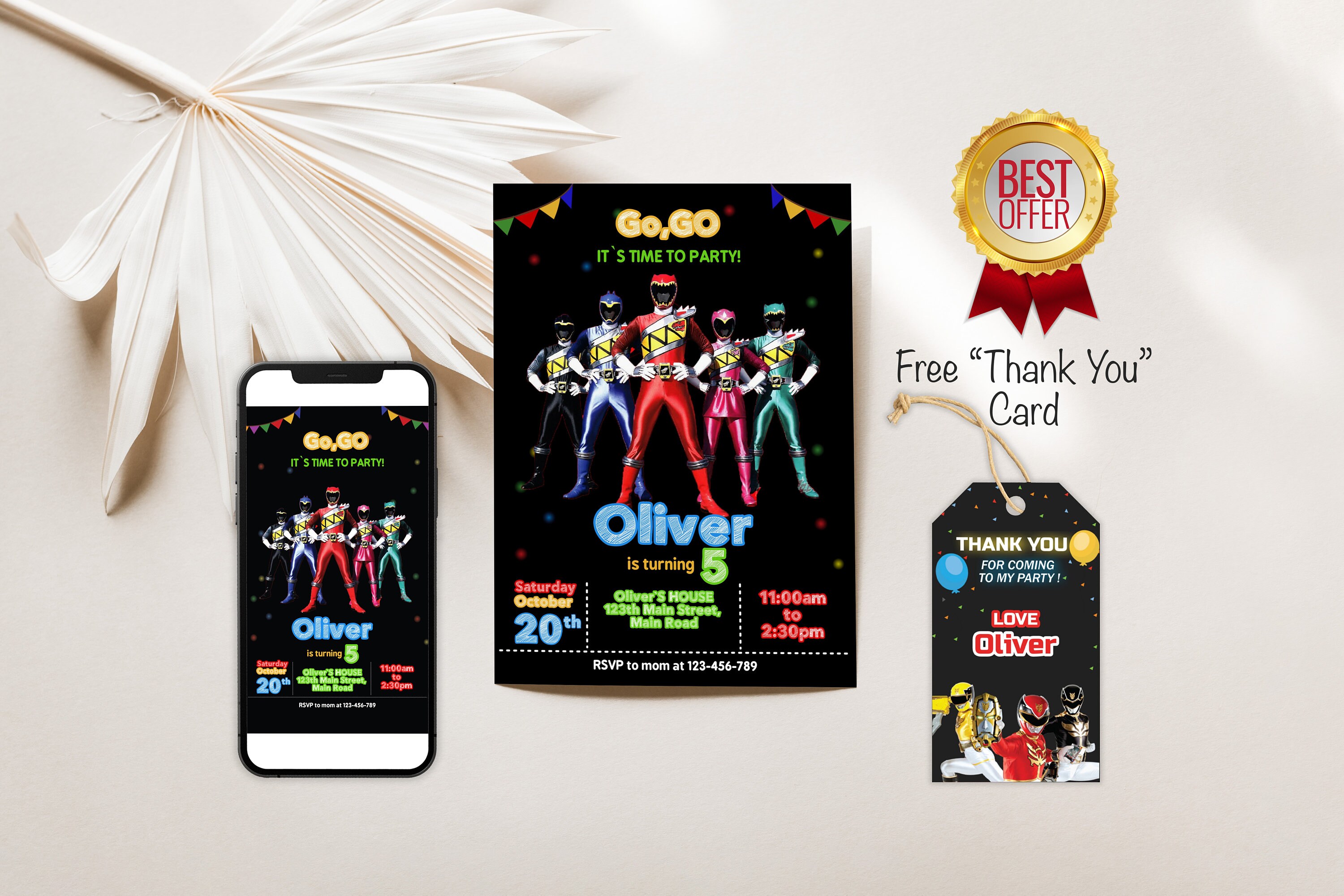 Power Rangers Birthday Invitation | Power Rangers Invite | Printable ...